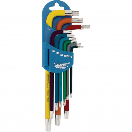 DRAPER Metric Coloured Extra Long Torx Key Set (9 Piece) - 66143