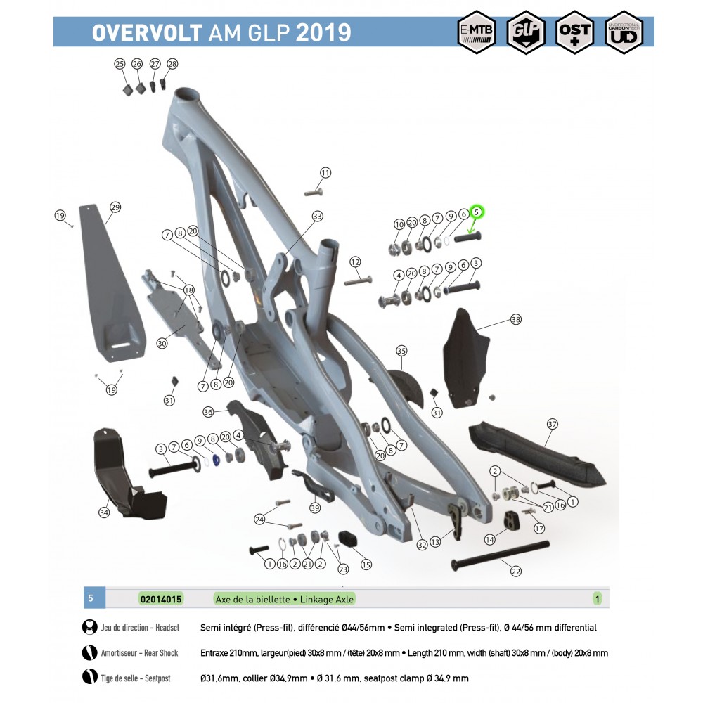 LAPIERRE Axe point de pivot - 02014015