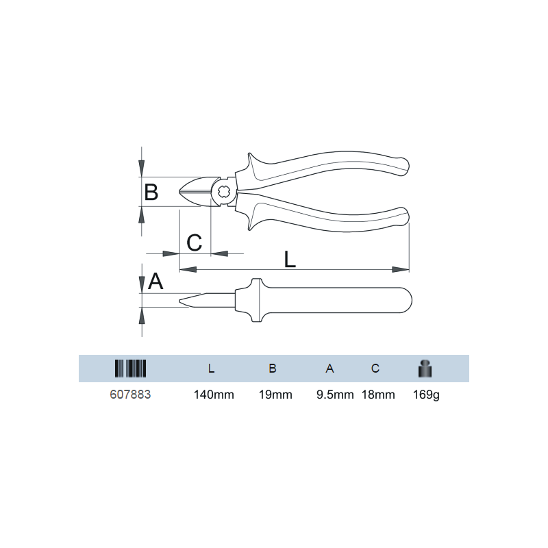 UNIOR Diagonal cutting nippers 140mm - 461/1BI - 607883